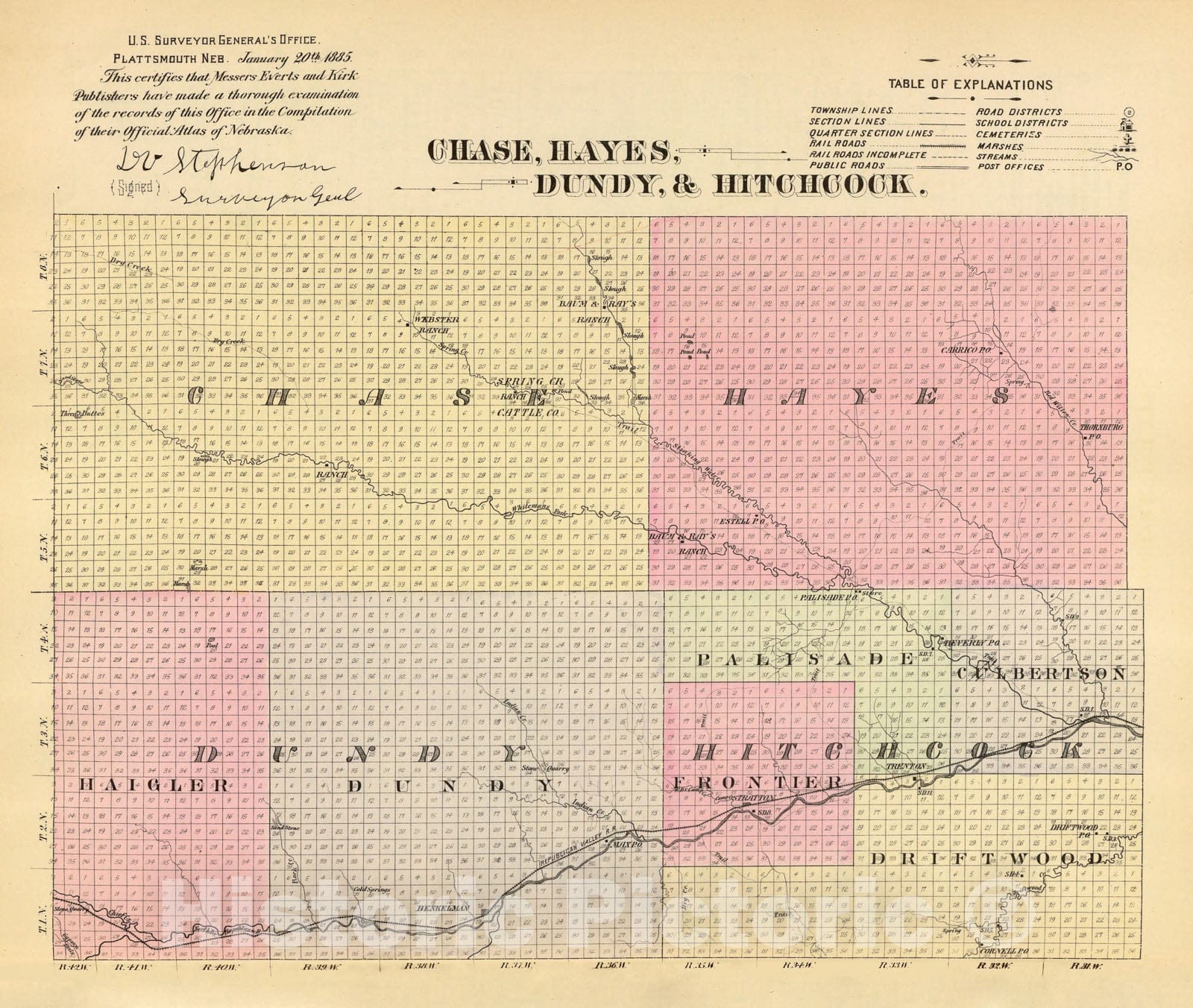 Historic Map : 1885 Chase, Hayes, Dundy, Hitchcock. - Vintage Wall Art ...