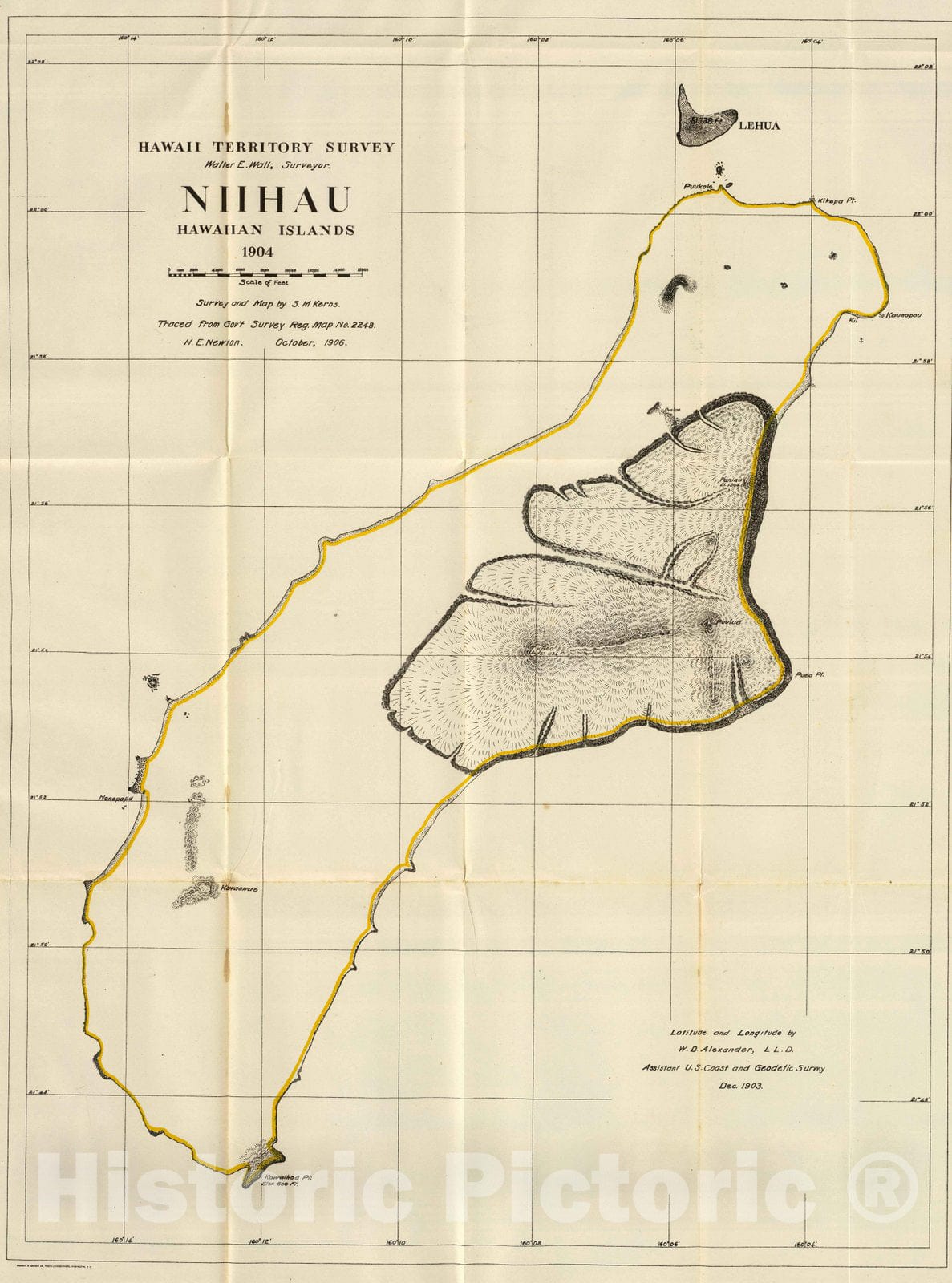 Historic Map : Hawaii, Niihau (Hawaii) 1906 Niihau. , Vintage Wall Art ...