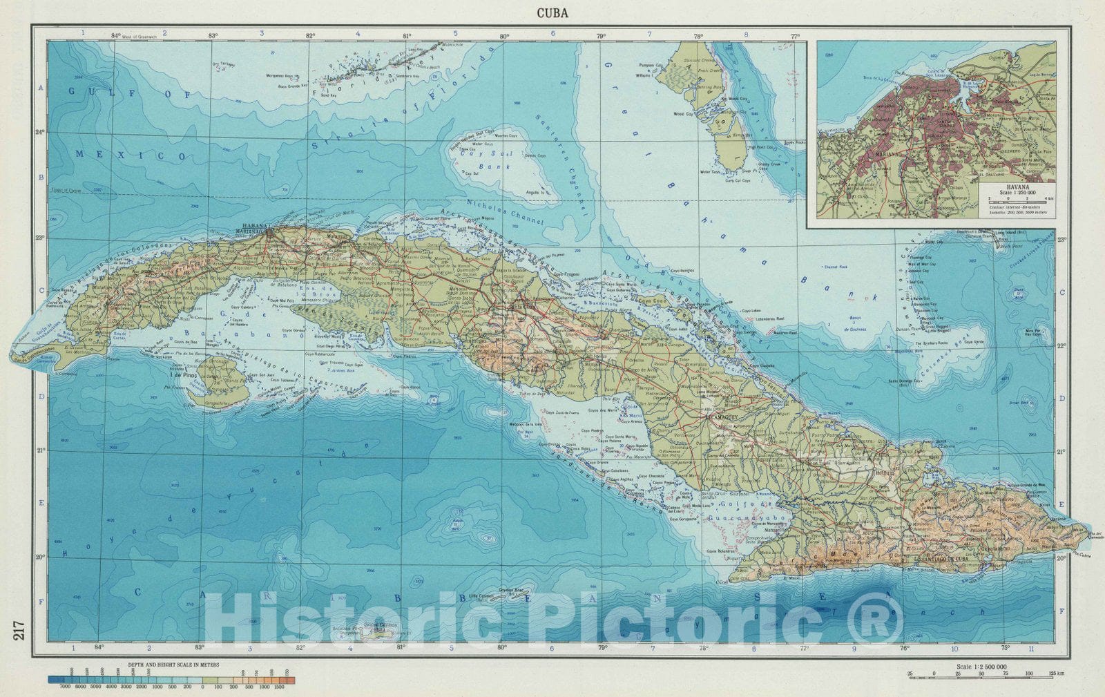 Historic Map : 1967 217. Cuba. Havana. The World Atlas. - Vintage Wall ...