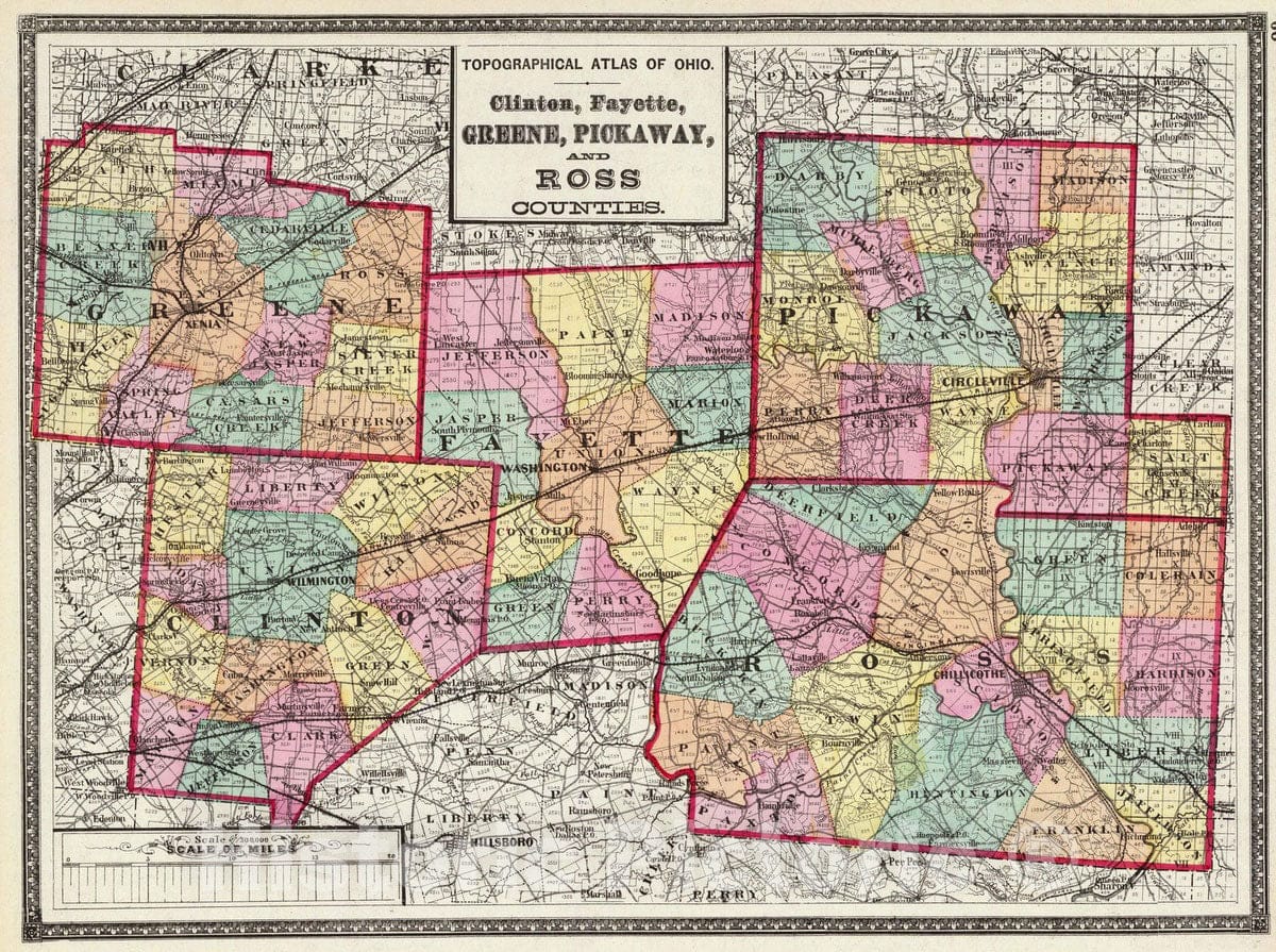 Historic Map : 1872 Clinton, Fayette, Greene, Pickaway, and Ross count ...