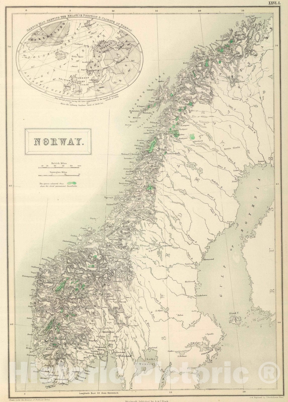 Historic Wall Map : 1854 Norway. - Vintage Wall Art – Historic Pictoric