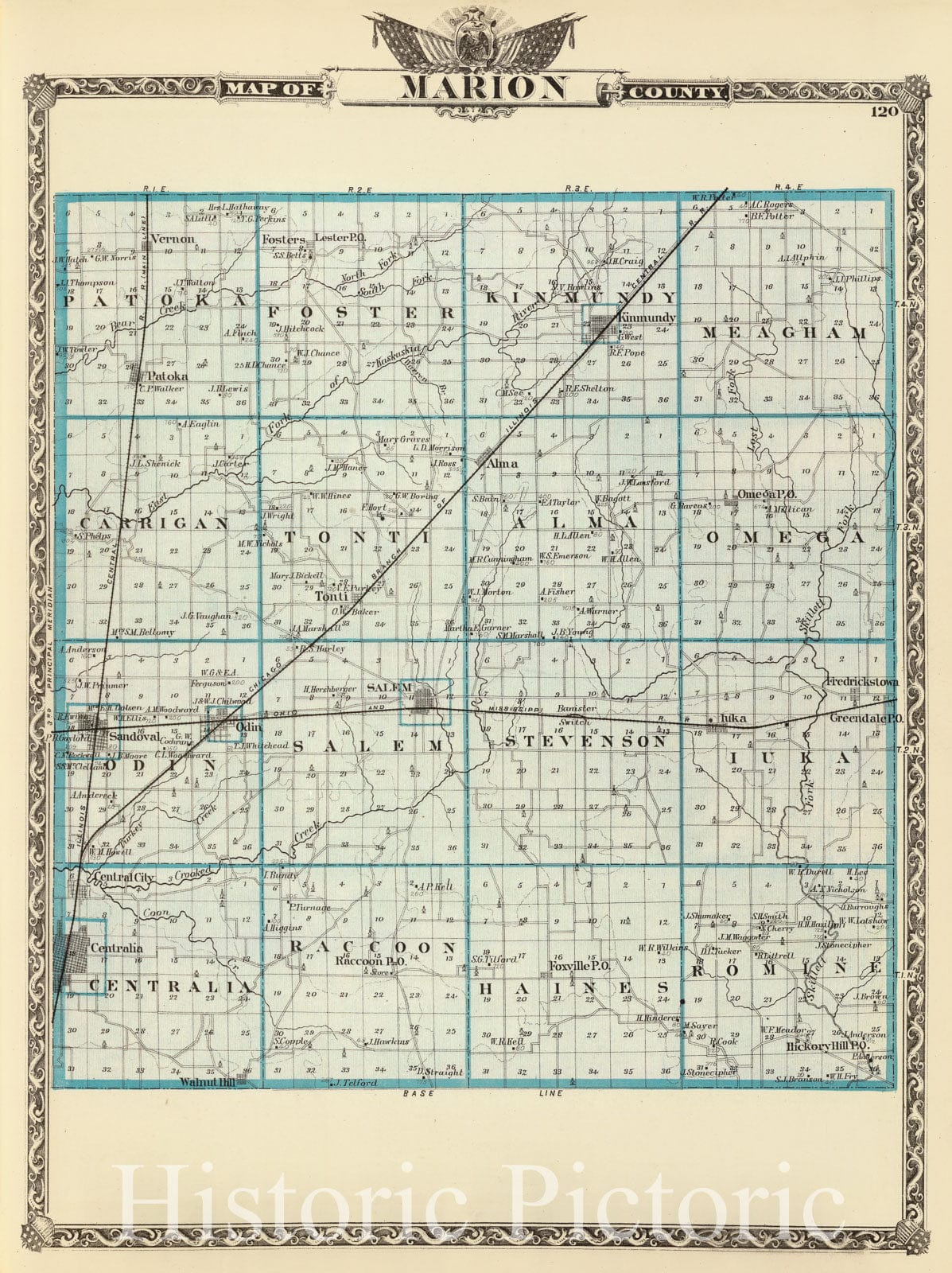 Historic Map : 1876 Map of Marion County. v2 - Vintage Wall Art ...
