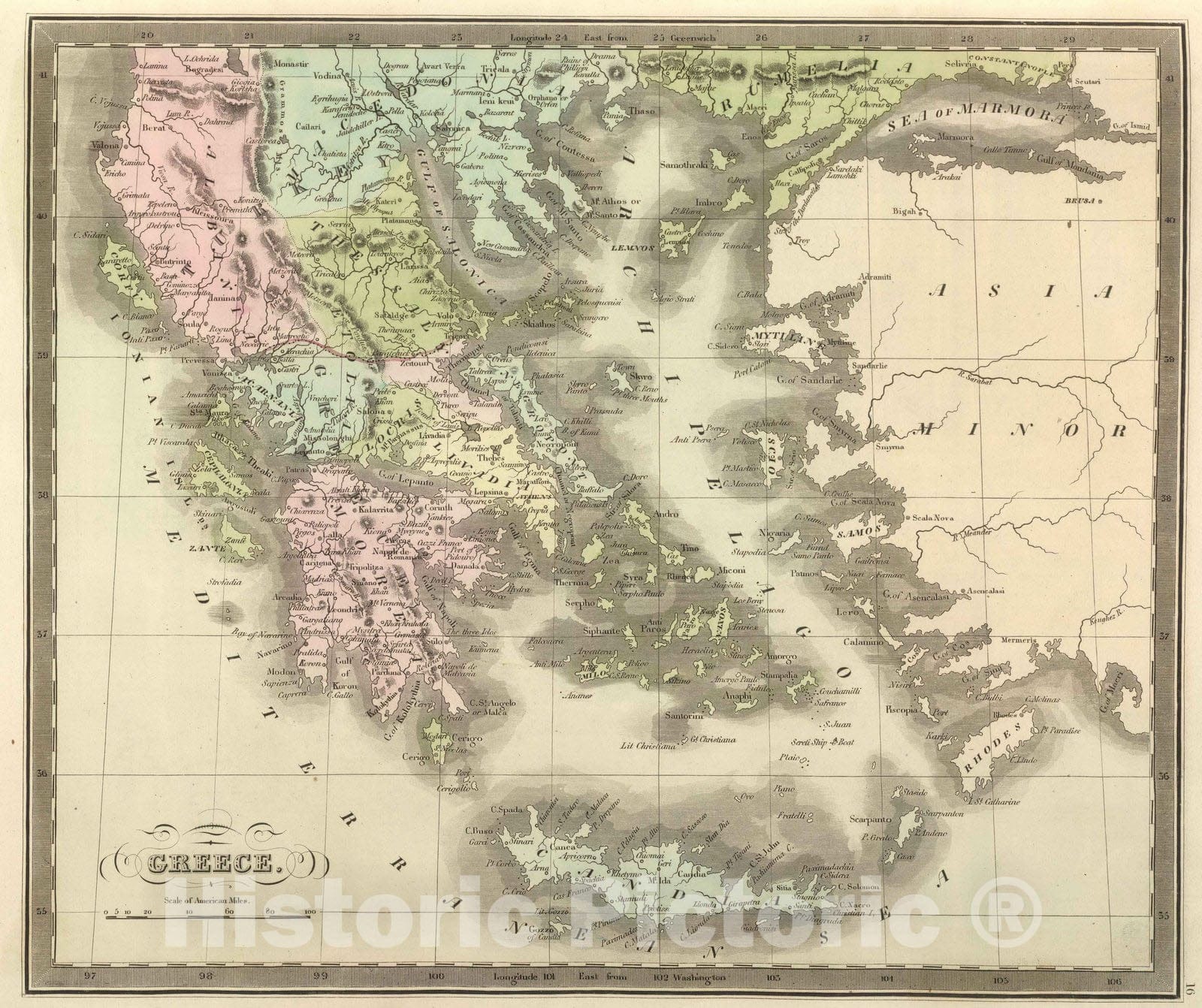 Historic Map : 1848 Greece. v2 - Vintage Wall Art – Historic Pictoric
