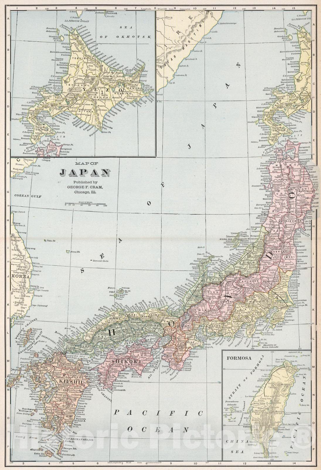 Historic Wall Map : 1901 Map of Japan - Vintage Wall Art – Historic ...