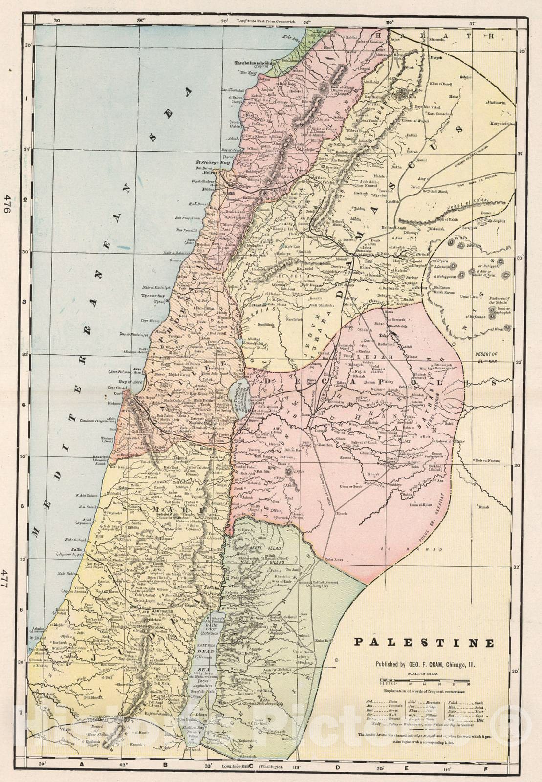 Historic Map : 1901 Palestine - Vintage Wall Art – Historic Pictoric