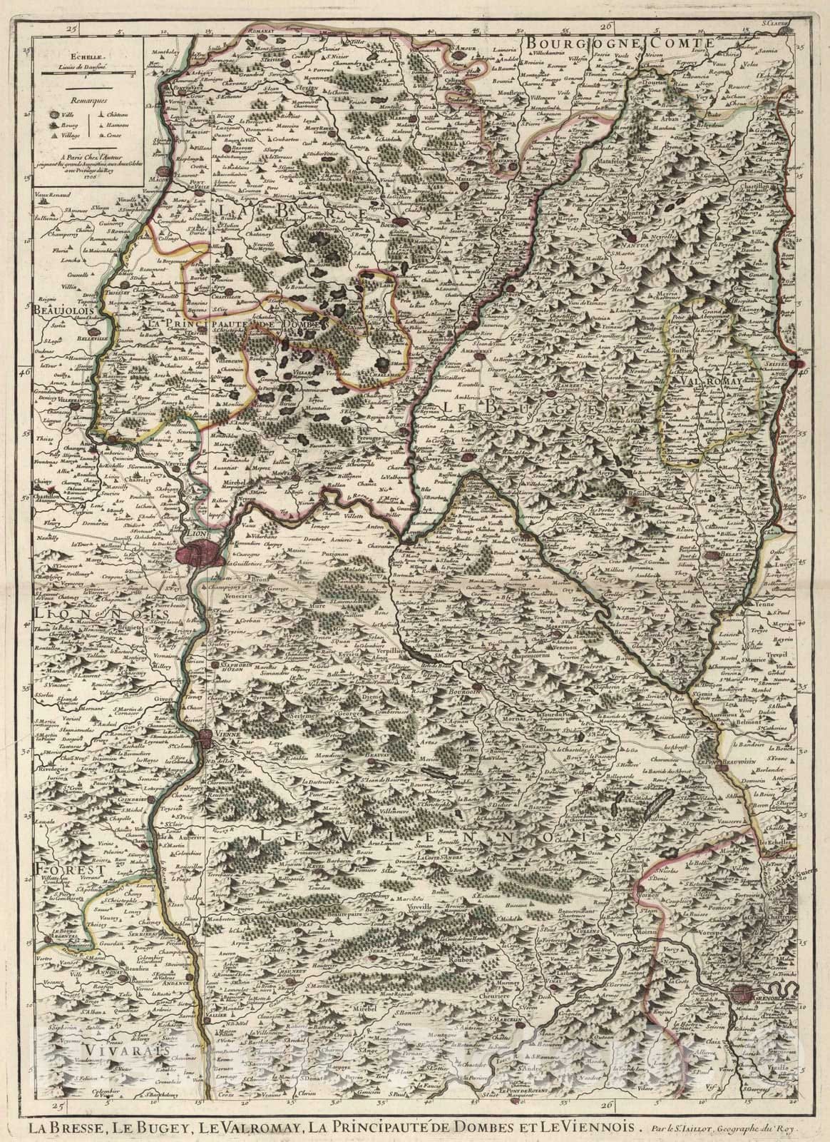 Historic Map : Savoy , France 1706 Les Estats de Savoye et de Piemont ...