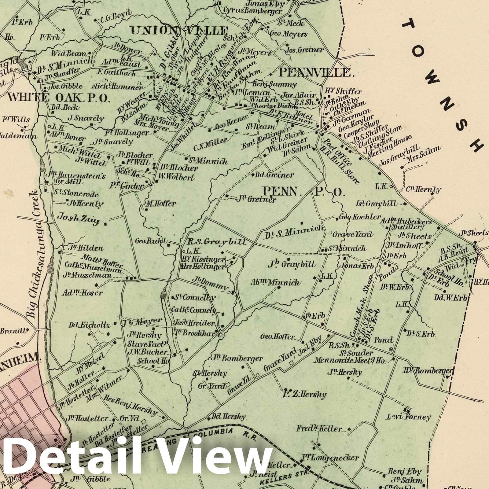 Historic Map : 1864 Penn Township, Lancaster, Pennsylvania. - Vintage ...