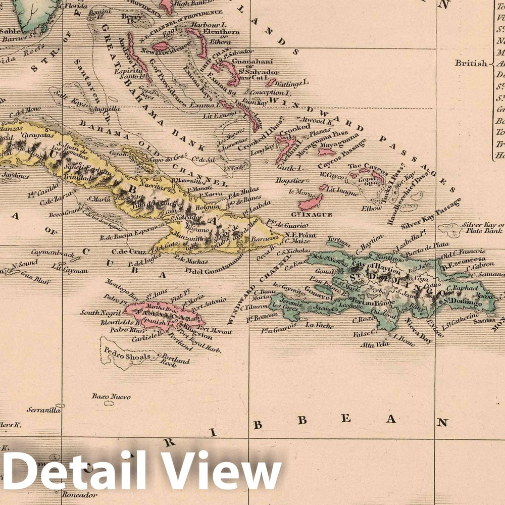Historic Map : 1864 Map of the West India Islands - Vintage Wall Art ...