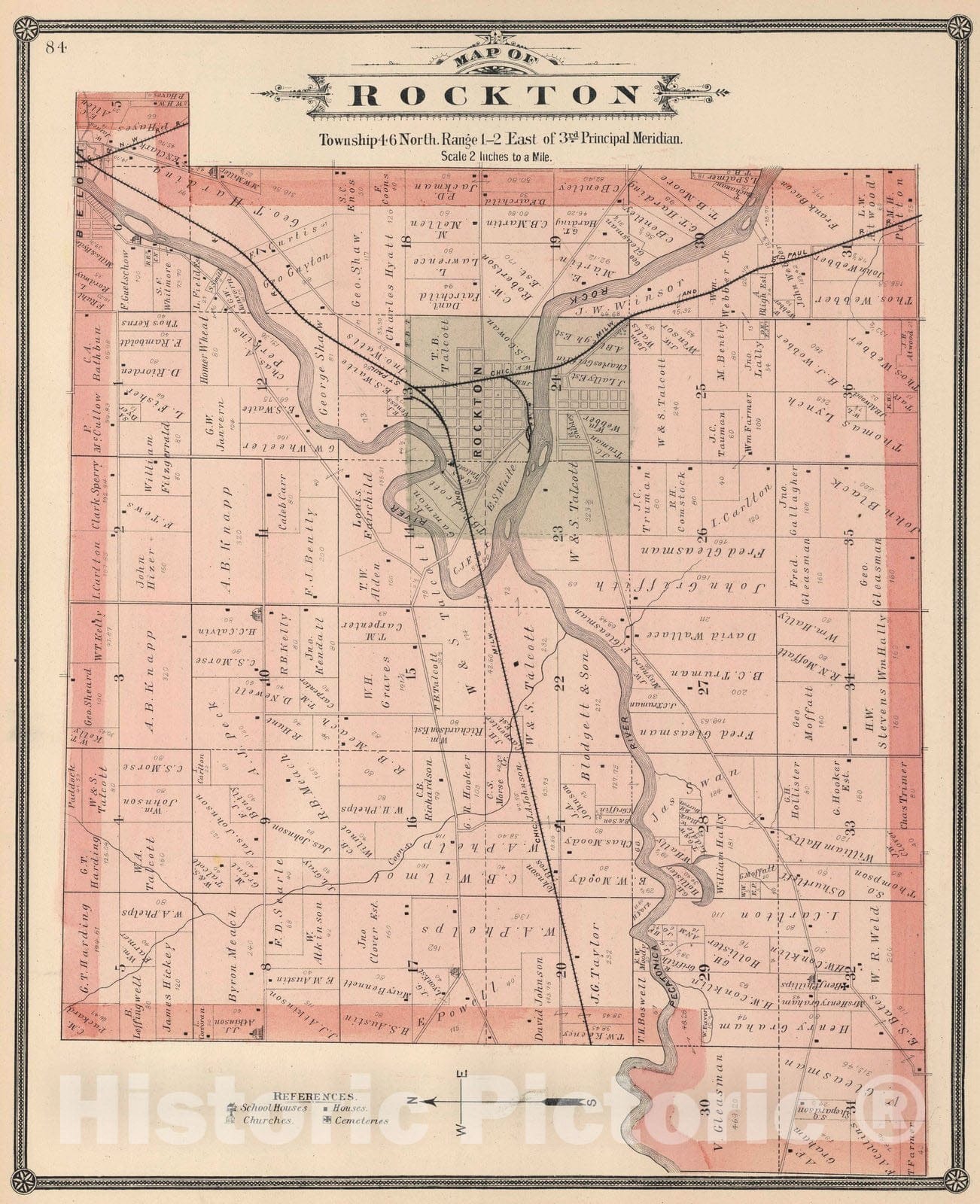Historic Map : 1886 Rockton Township, Winnebago, Illinois. - Vintage W ...