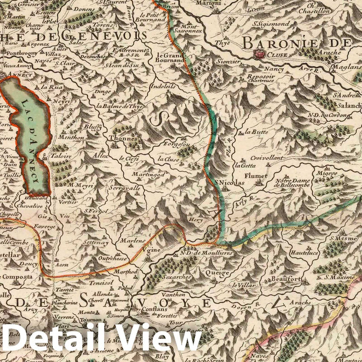 Historic Map : Savoy , France 1695 Les Estats de Savoye et de Piemont ...