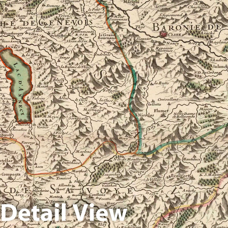 Historic Map : Savoy , France 1695 Les Estats de Savoye et de Piemont ...