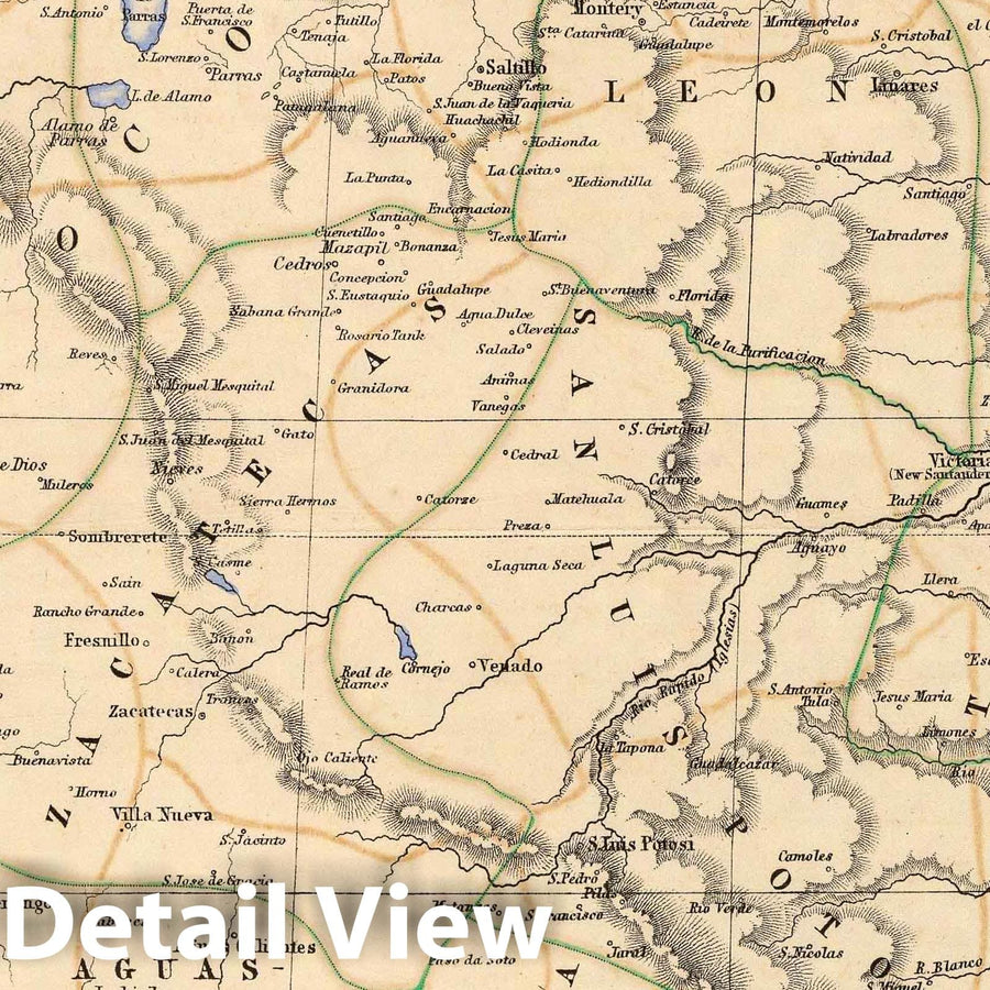 Historic Map : National Atlas - 1857 Mexico. North-eastern & Central S ...