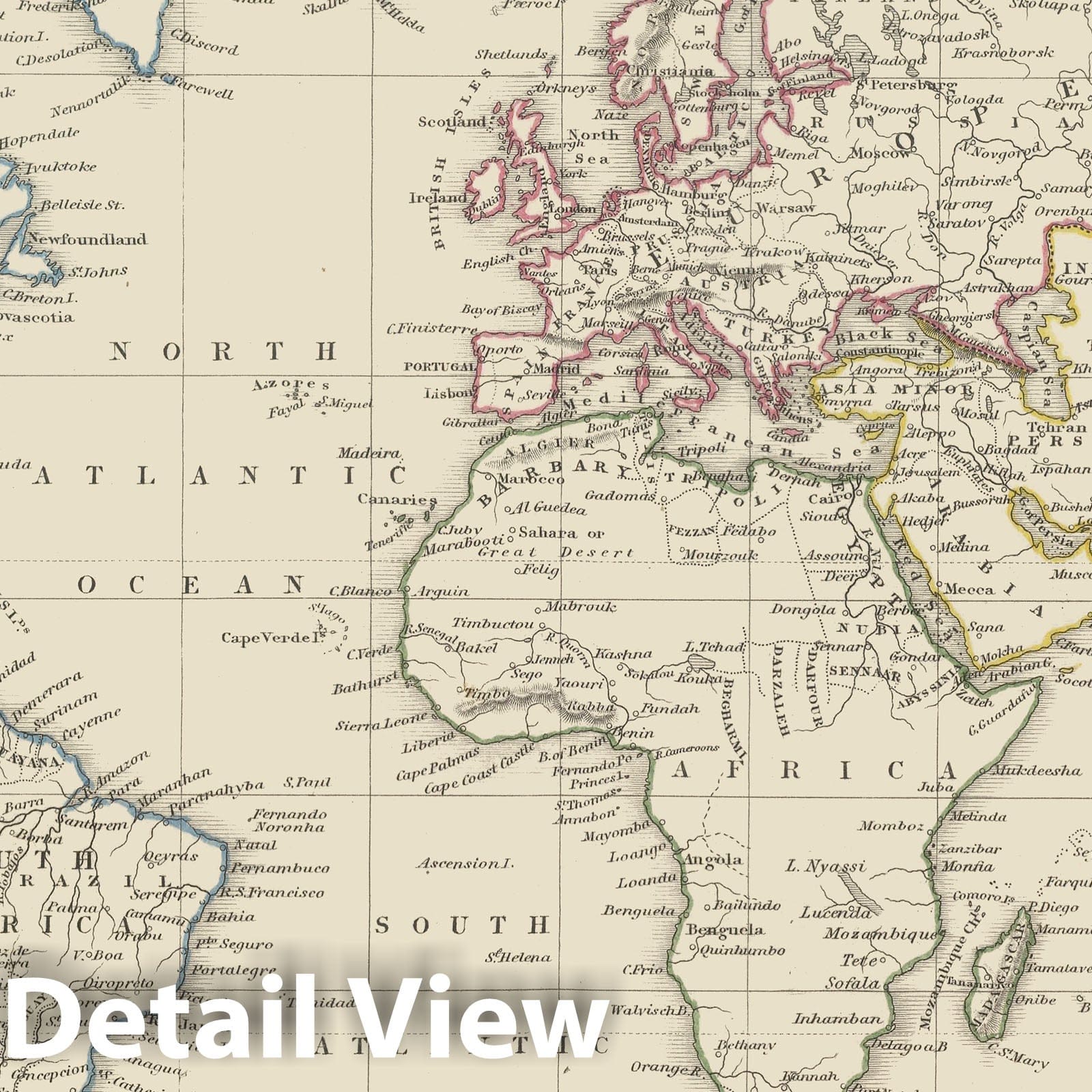 Historic Map - World Atlas - 1847 World in Mercador's Projection. - Vi ...