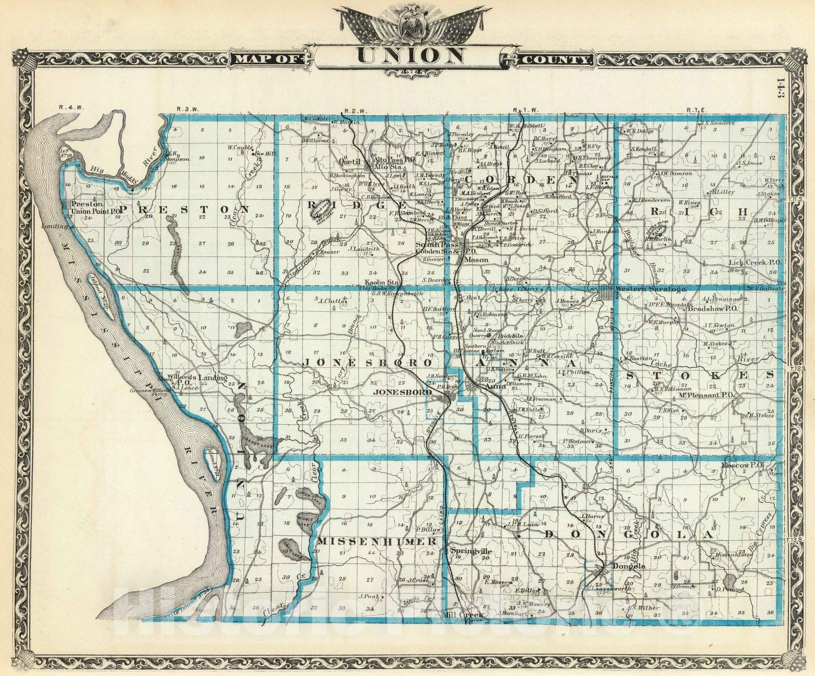 Historic Map : 1876 Map of Union County. - Vintage Wall Art – Historic ...