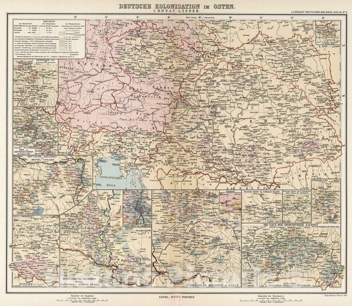Historic Map : Austria, 1897 Nr. 6. Deutsche Kolonisation im Osten. I ...