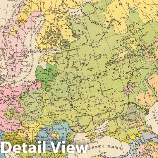 Historic Map : France; Spain, , Europe 1881 Volkerkarte von Europa ...