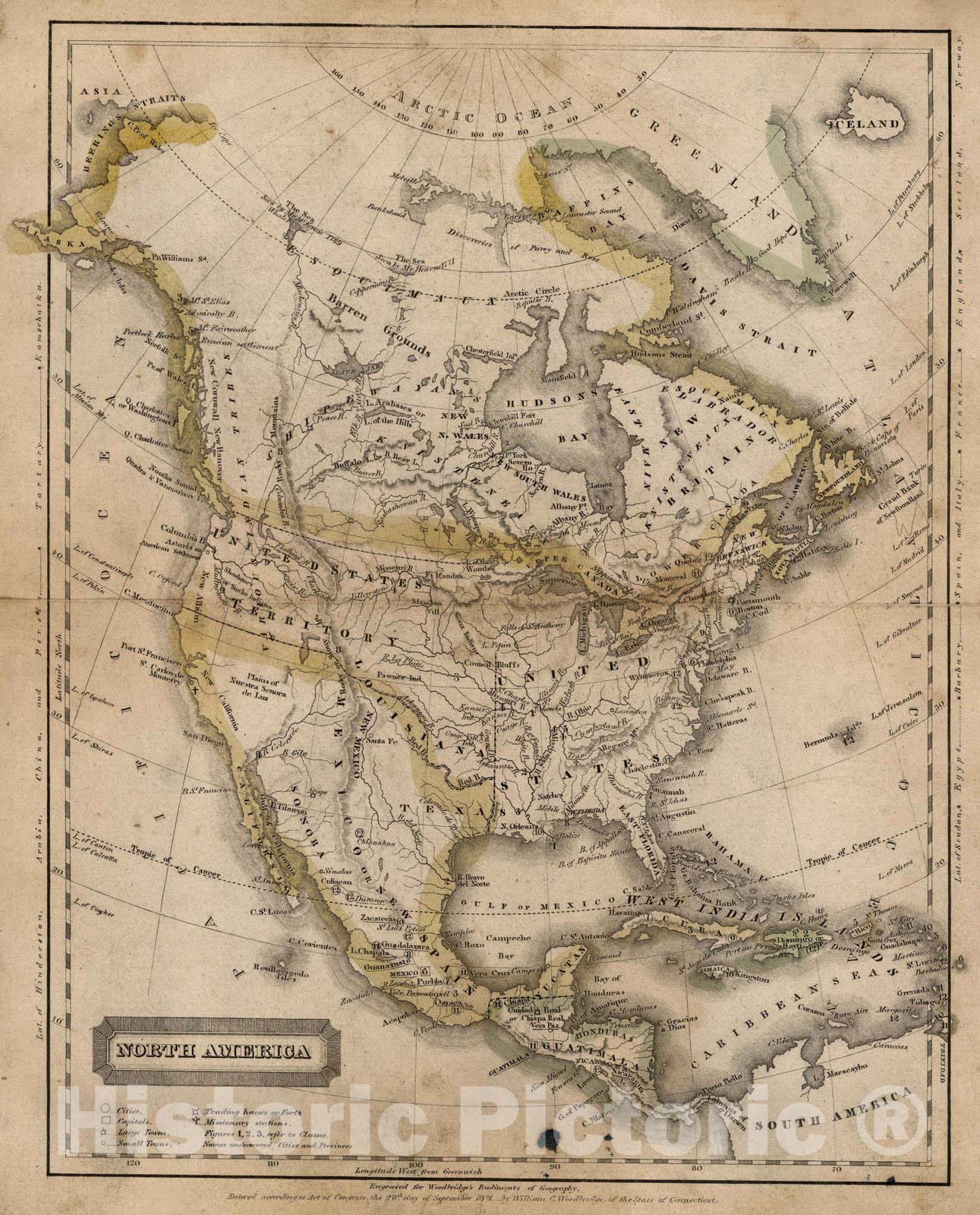 Historic Map : School Atlas - 1821 North America - Vintage Wall Art ...