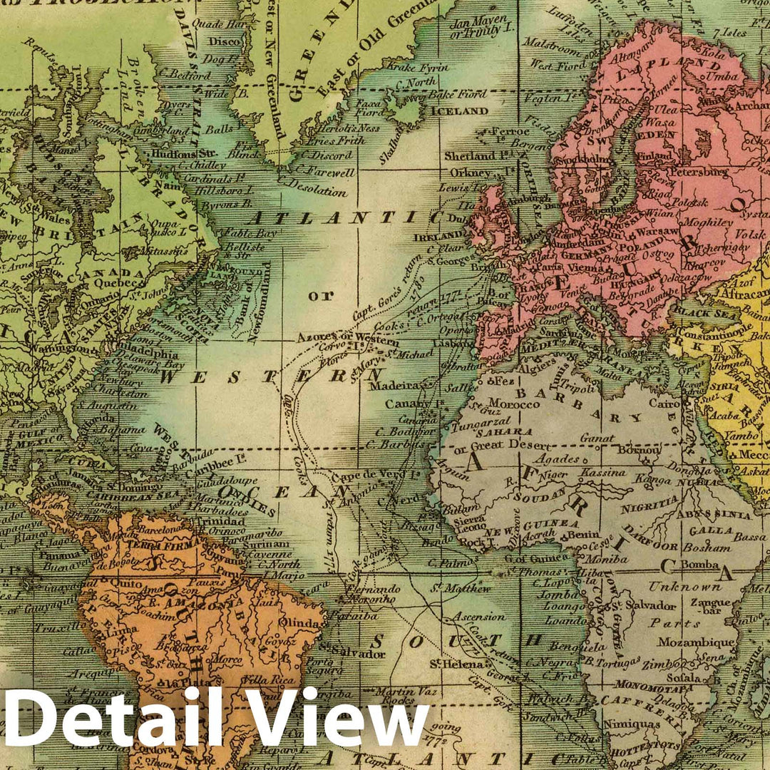 Historic Map : 1811 World Mercator's proj. - Vintage Wall Art ...