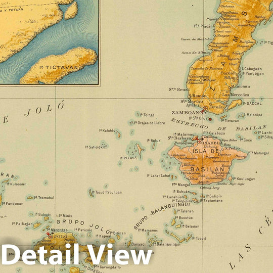 Historic Map : National Atlas - 1899 No. 28. Mindanao Occidental, Jolo ...