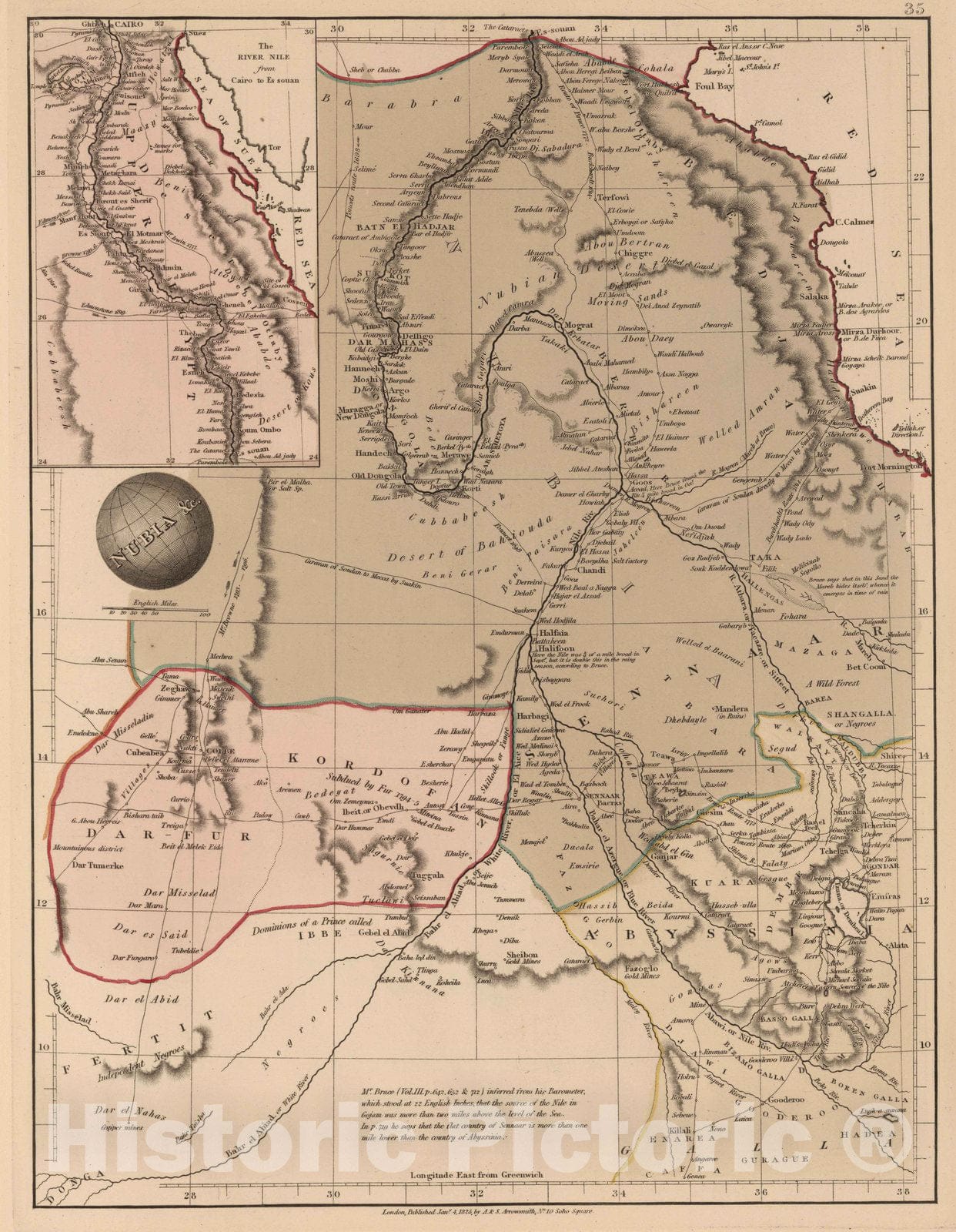 Historic Map : 1825 Nubia &c. - Vintage Wall Art – Historic Pictoric