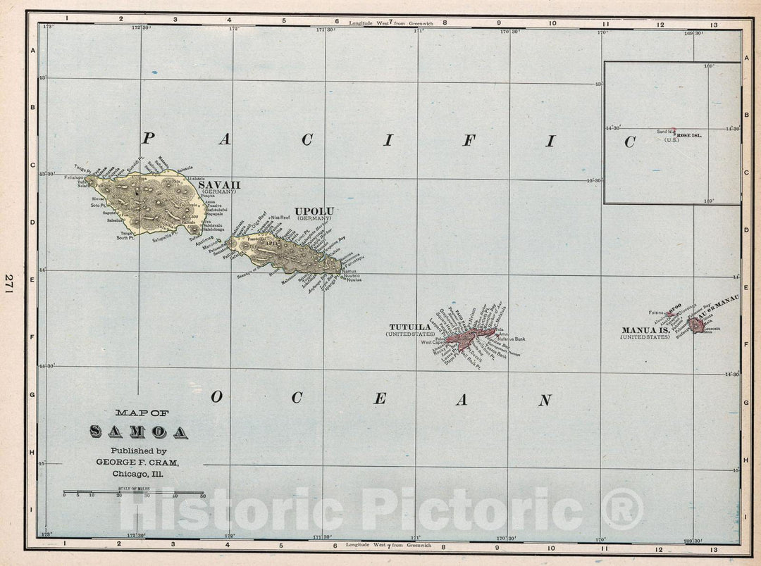 Historic Map - 1901 Map of Samoa - Vintage Wall Art – Historic Pictoric