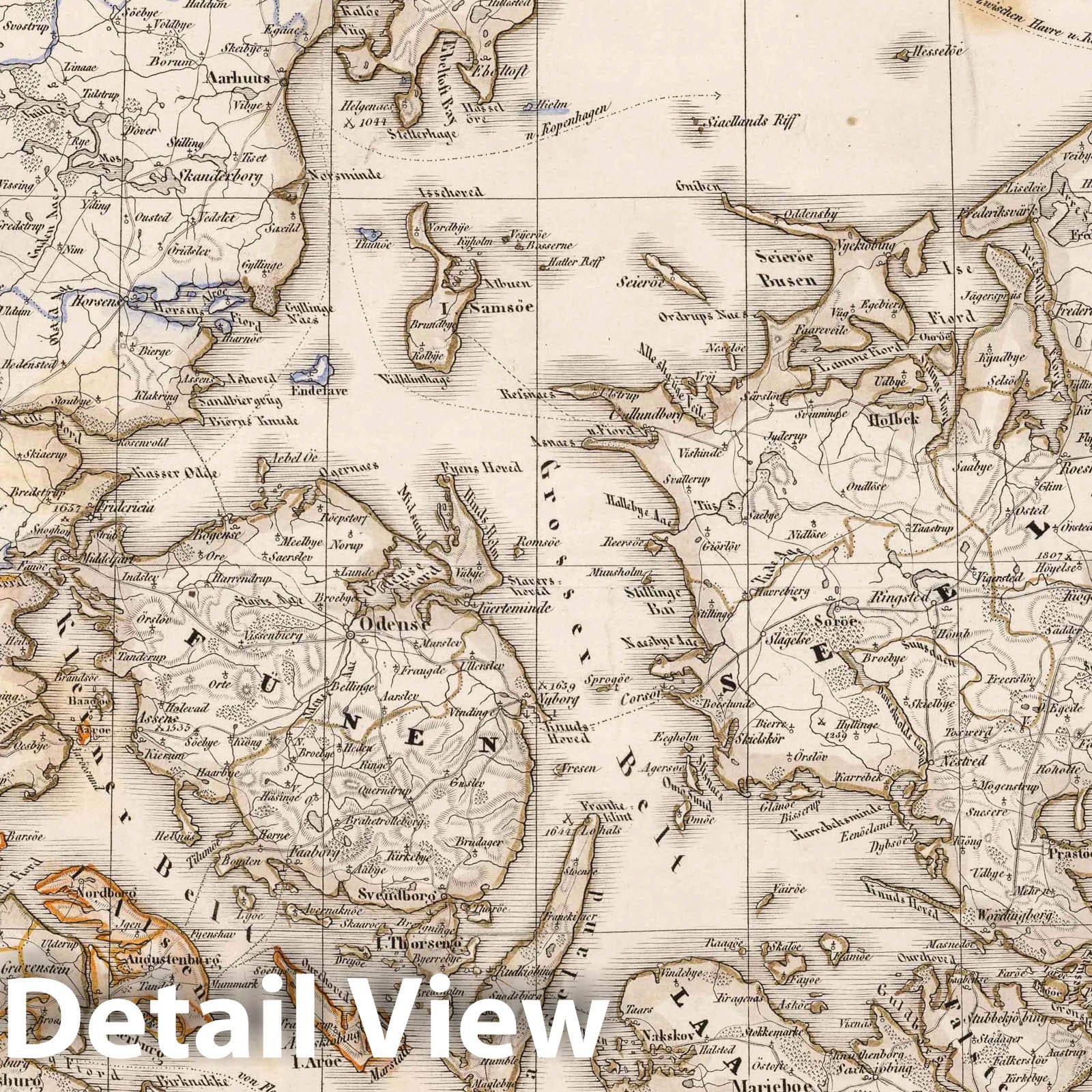 Historic Map : Denmark, 1847 Das Konigreich Danemark , Vintage Wall Ar ...
