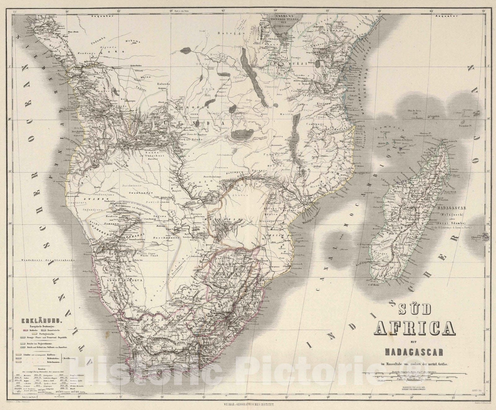Historic Map : 1879 Southern Africa with Madagascar. - Vintage Wall Ar ...