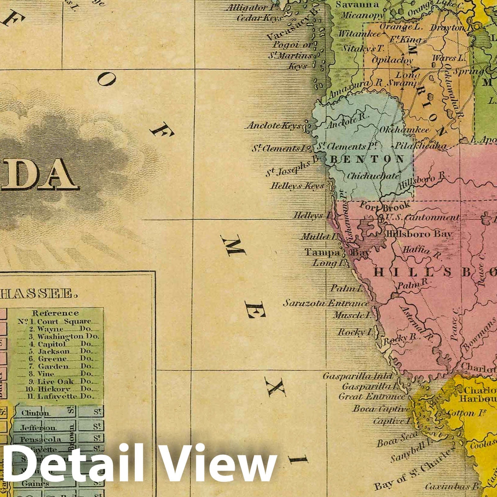 Historic Wall Map : 1845 Florida. v2 - Vintage Wall Art – Historic Pictoric