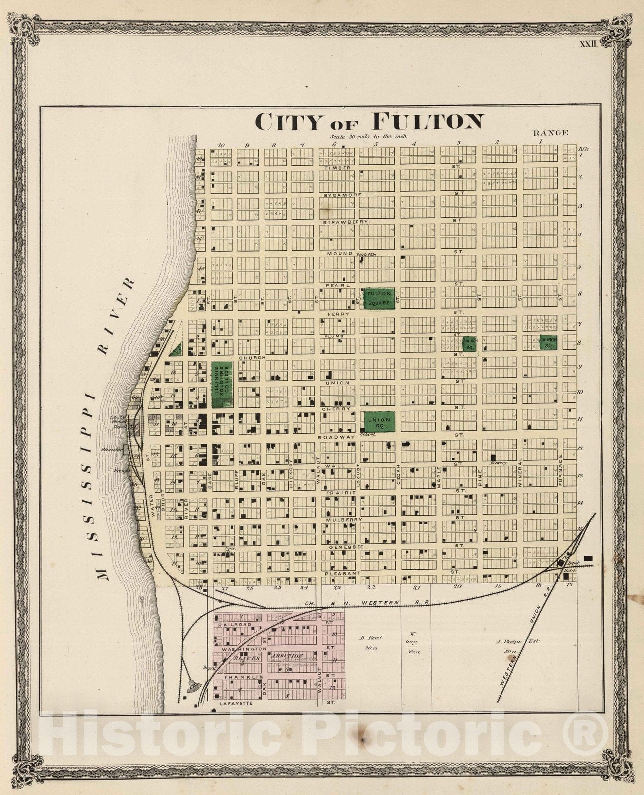 Historic Map : National Atlas - 1872 City of Fulton, Whiteside County ...