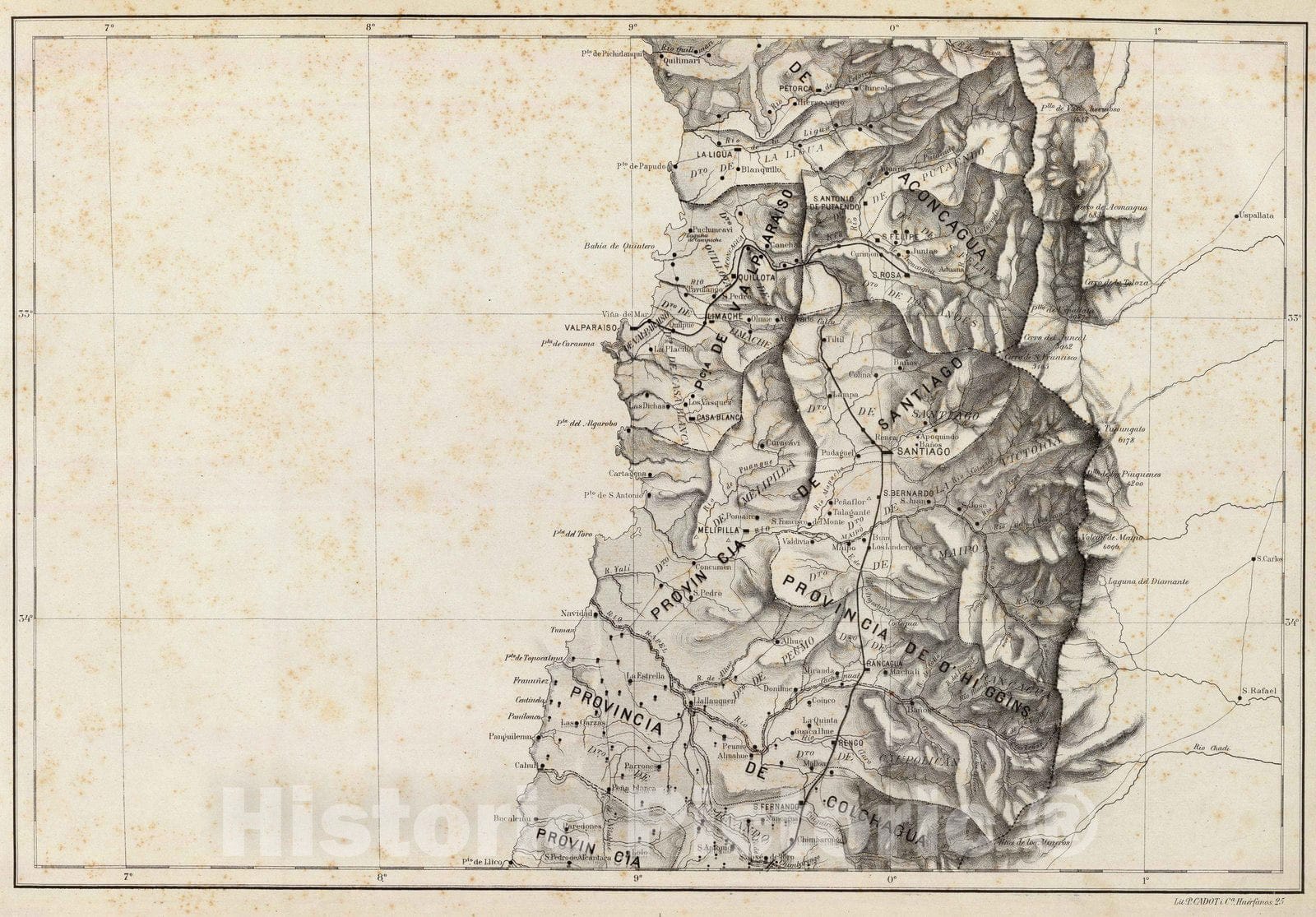 Historic Map : Chile, 1884 (Mapa de la Republica de Chile 5) , Vintage ...