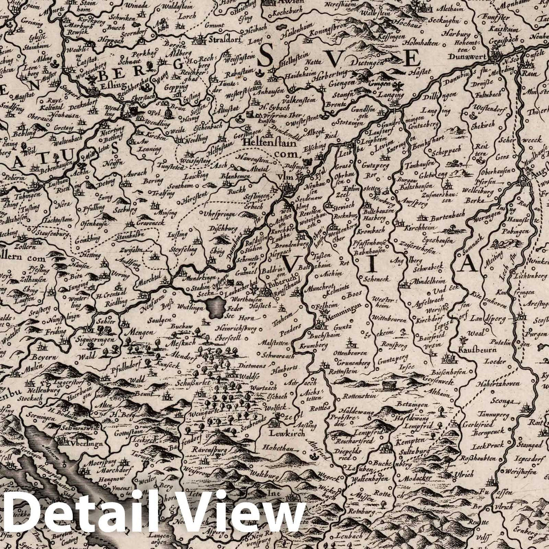 Historic Map : Swabia , Germany 1630 Sueviae Nova Tabula. , Vintage Wa ...