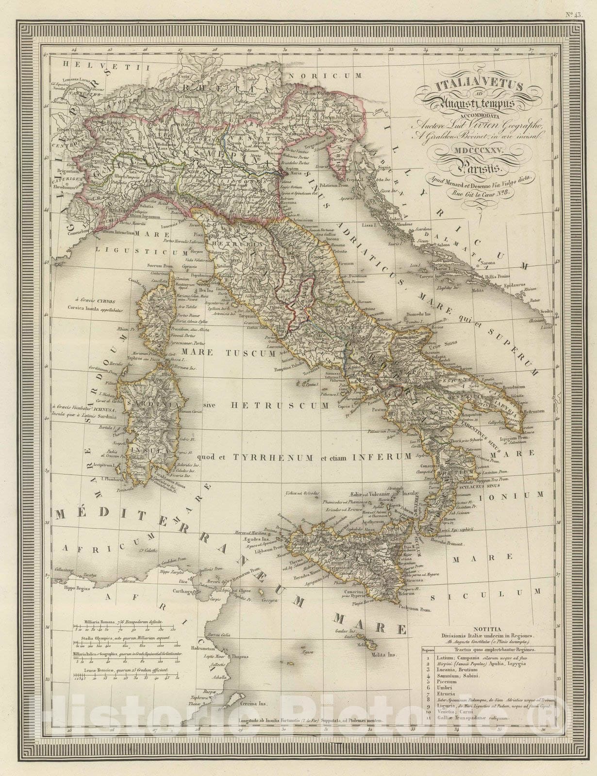 Historic Map : Italy, 1825 Italia Vetus ad Augusti tempus. , Vintage W ...