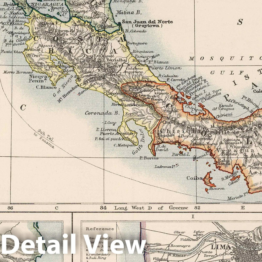Historic Map : 1906 Central America Showing Relation of Panama & Nicar ...