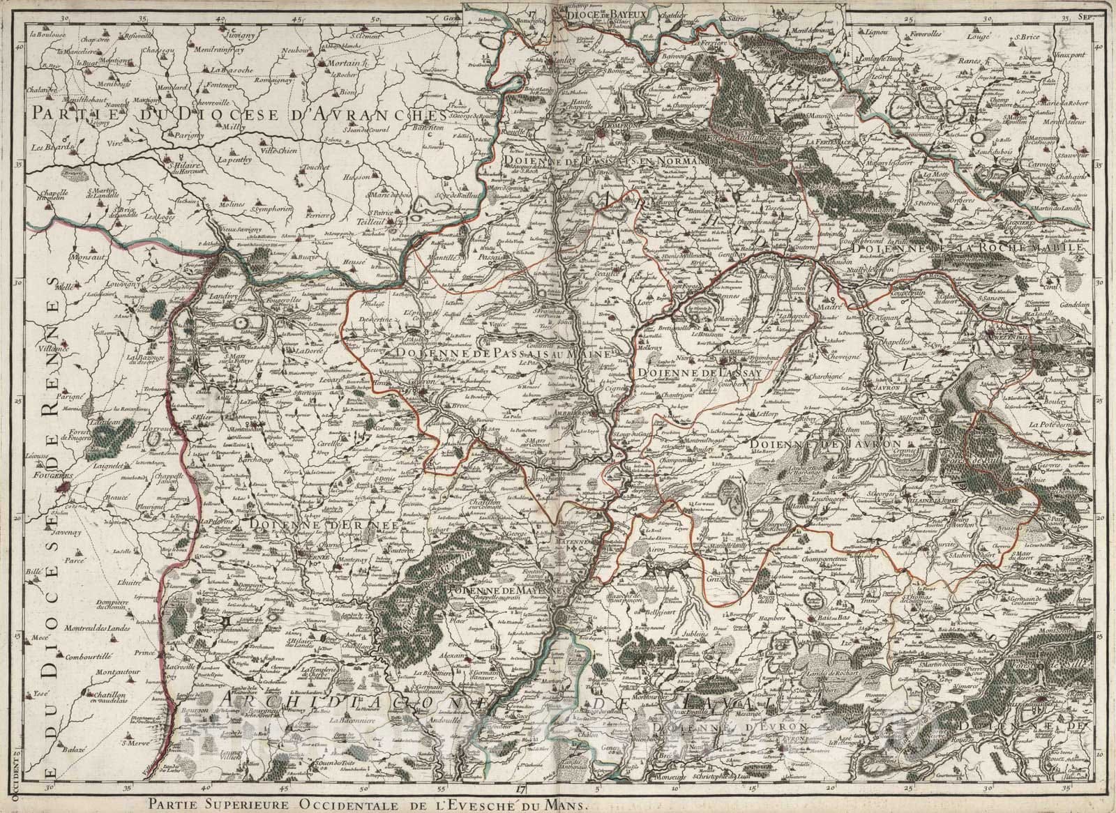 Historic Map : Mans , France 1706 L'Evesche du Mans (northwest sheet ...