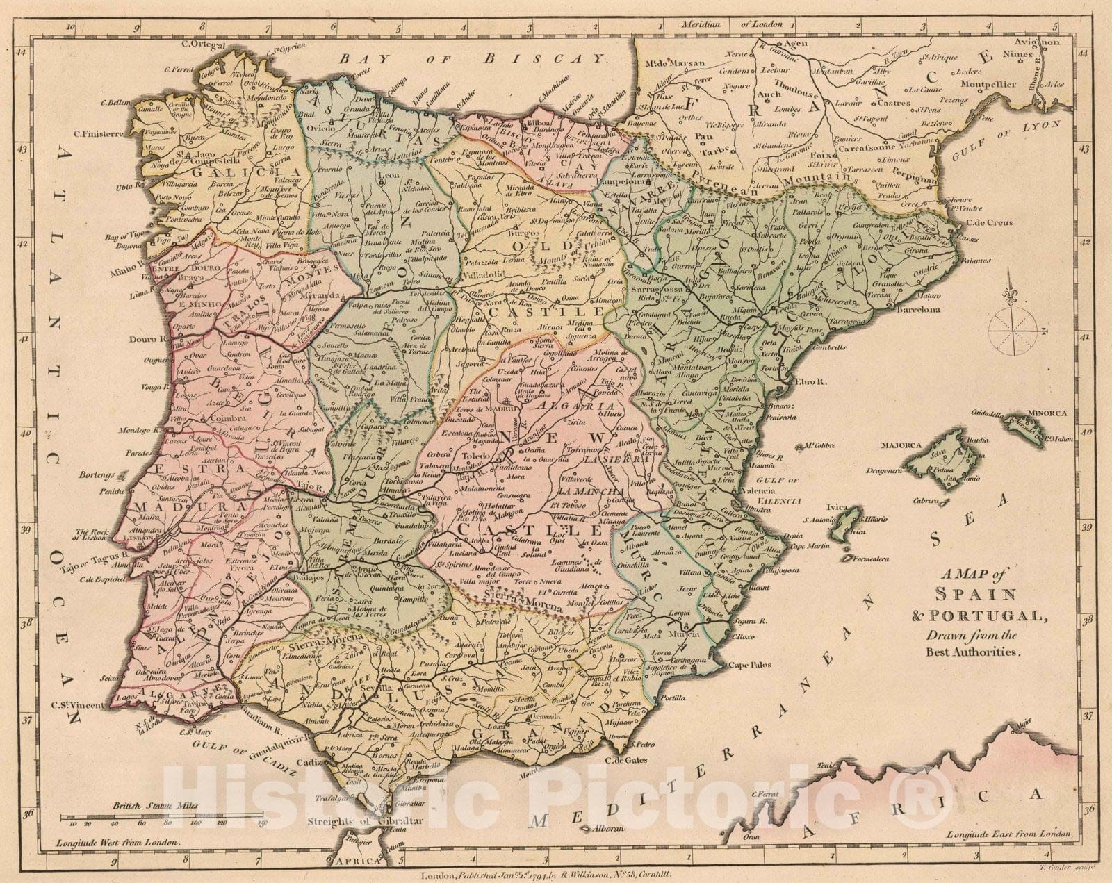 Historic Map : 1794 Spain and Portugal. - Vintage Wall Art – Historic ...