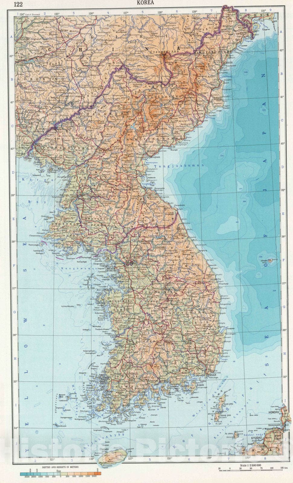 Historic Map : 1967 122. Korea. The World Atlas. - Vintage Wall Art ...