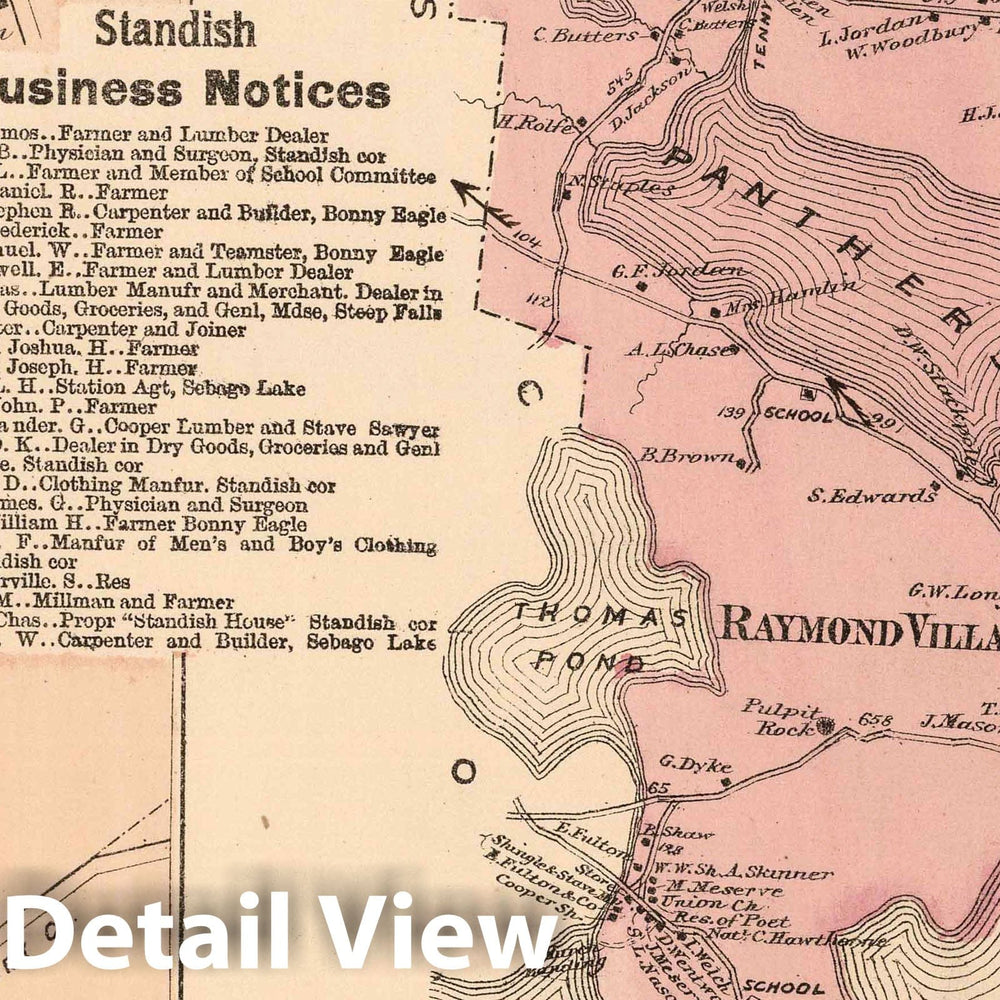 Historic Map : 1871 Raymond, Cumberland County, Maine. Raymond Village ...