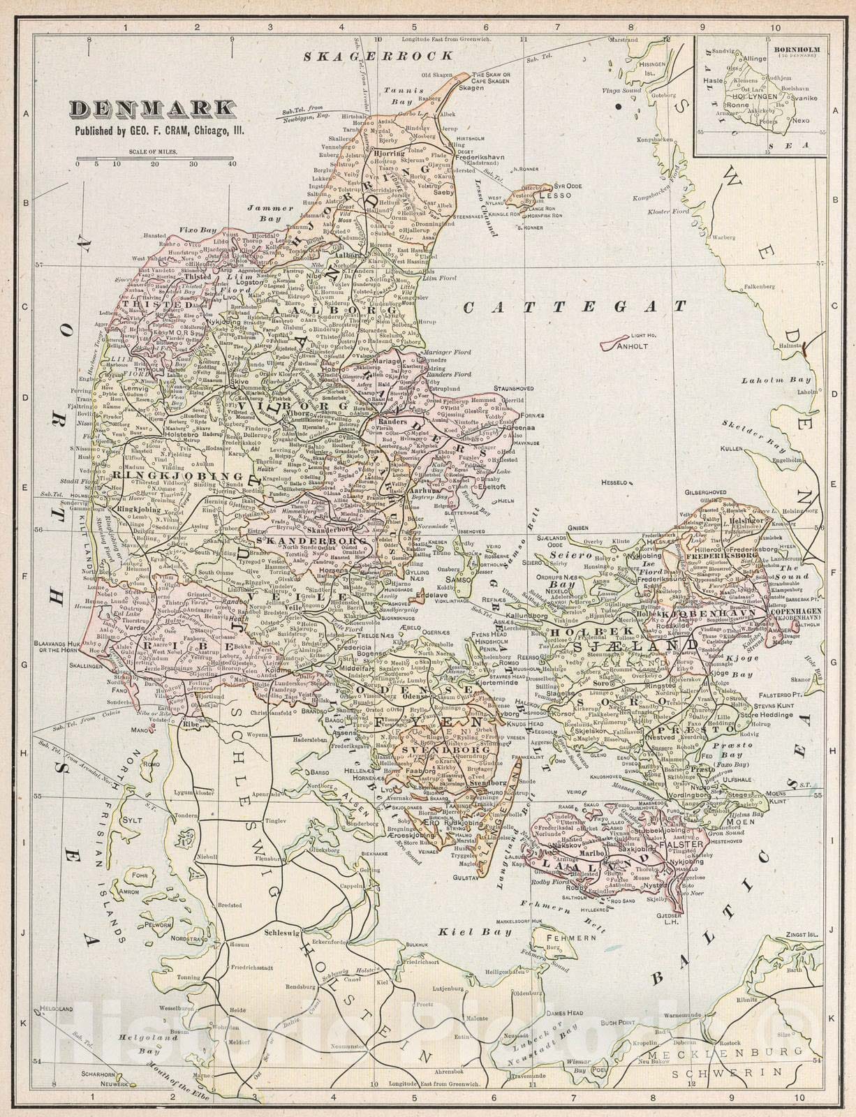 Historic Map : 1901 Denmark - Vintage Wall Art – Historic Pictoric