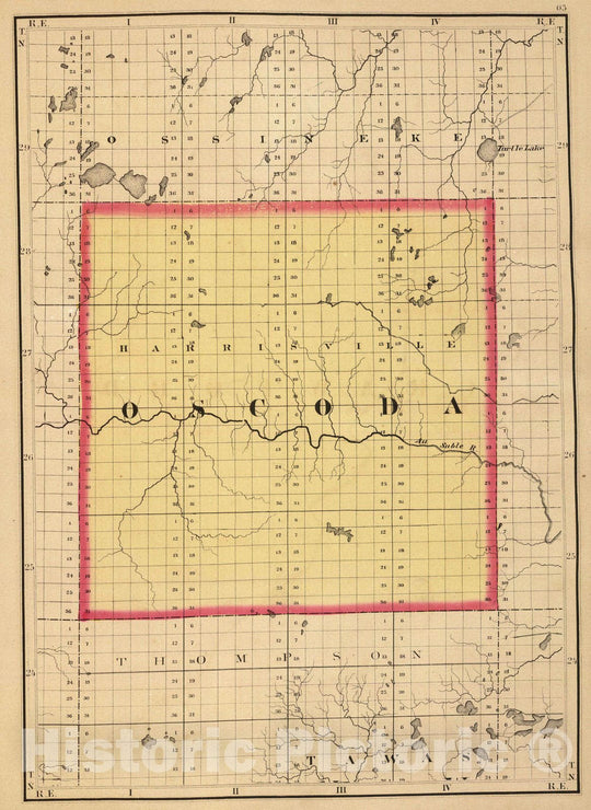 Historic Map : 1873 (Map of Oscoda County, Michigan) - Vintage Wall Ar ...