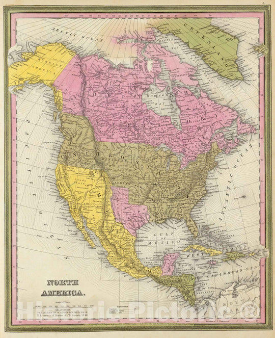 Historic Map : 1846 North America. - Vintage Wall Art – Historic Pictoric