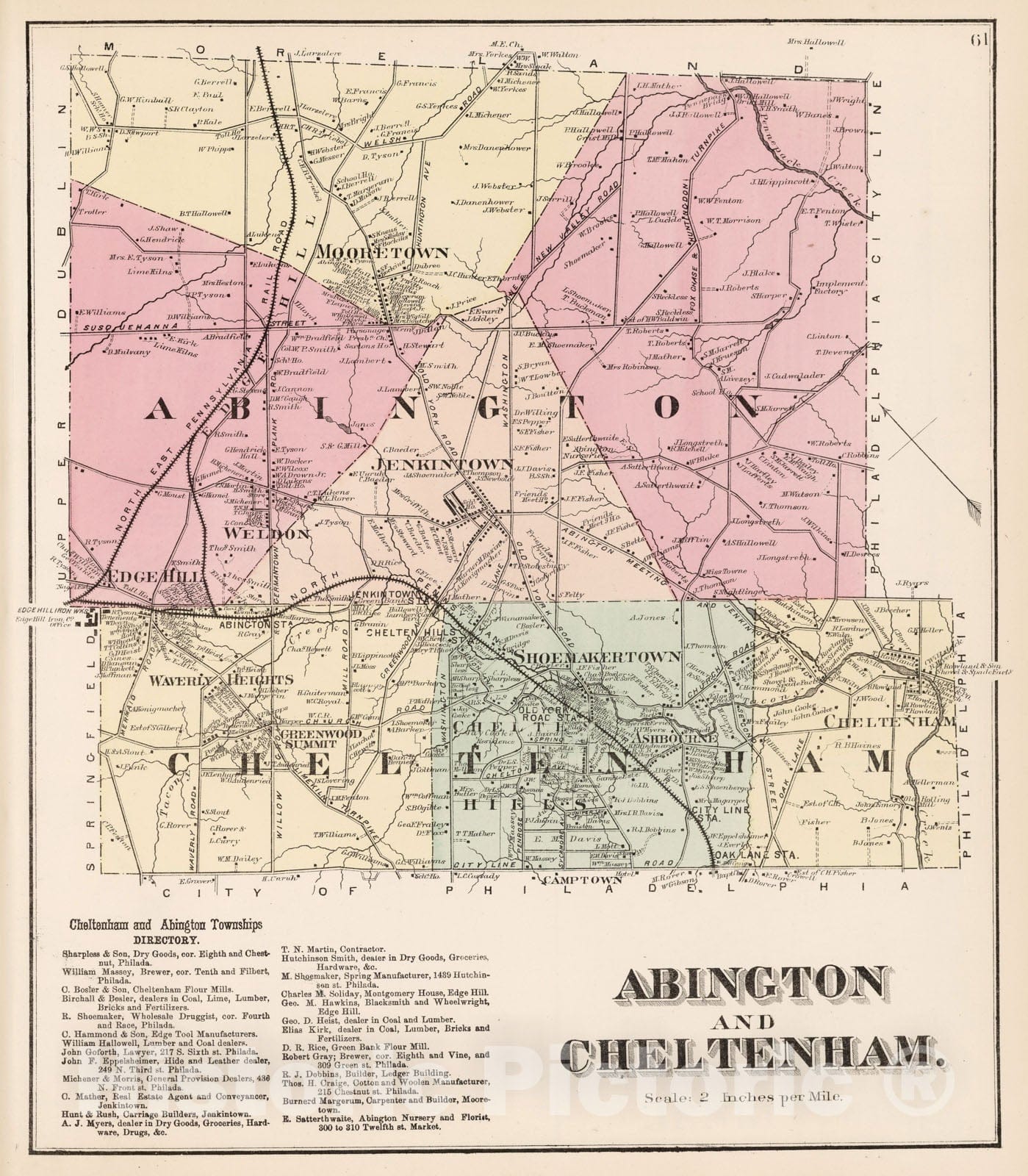 Historic Map - 1871 Abington and Cheltenham, Montgomery County, Pennsy ...