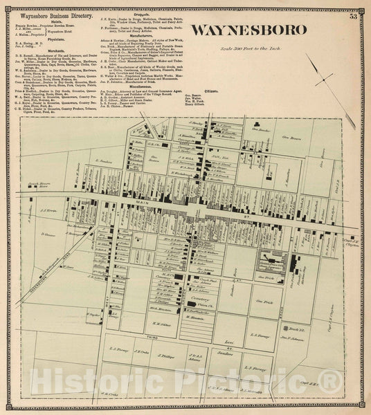 Historic Map : 1868 Waynesboro, Franklin County, Pennsylvania. - Vinta ...