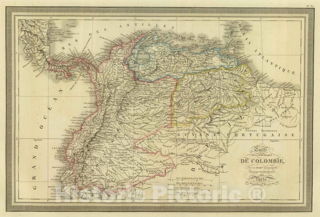 Historic Map : Colombia; Panama, 1826 Republique de Colombie. , Vintag ...