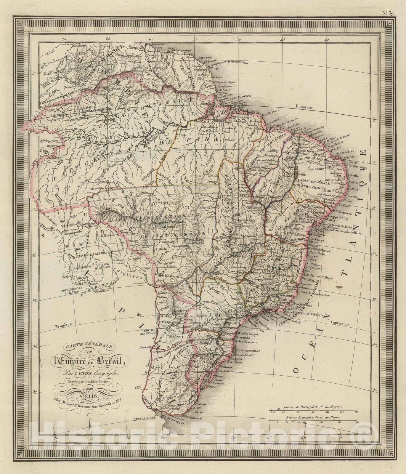 Historic Map : Brazil, 1826 Carte Generale de l'Empire du Bresil. , Vi ...