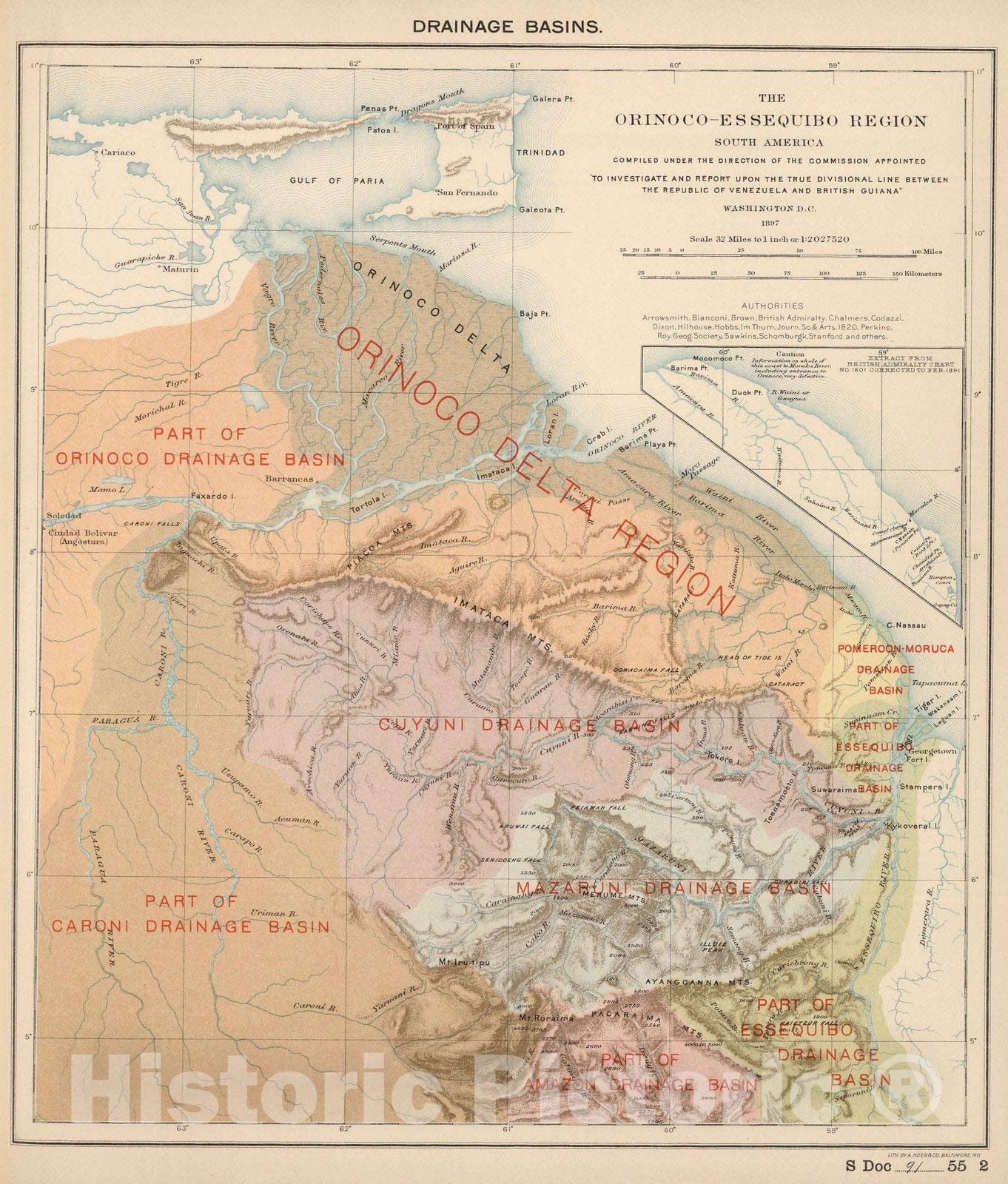 Historic Map : National Atlas - 1897 Drainage Basins. - Vintage Wall A ...