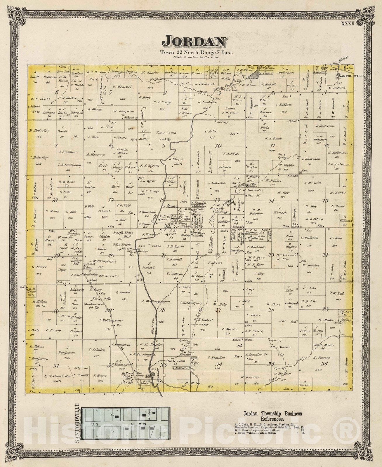 Historic Map : National Atlas - 1872 Jordan Township, Whiteside County ...