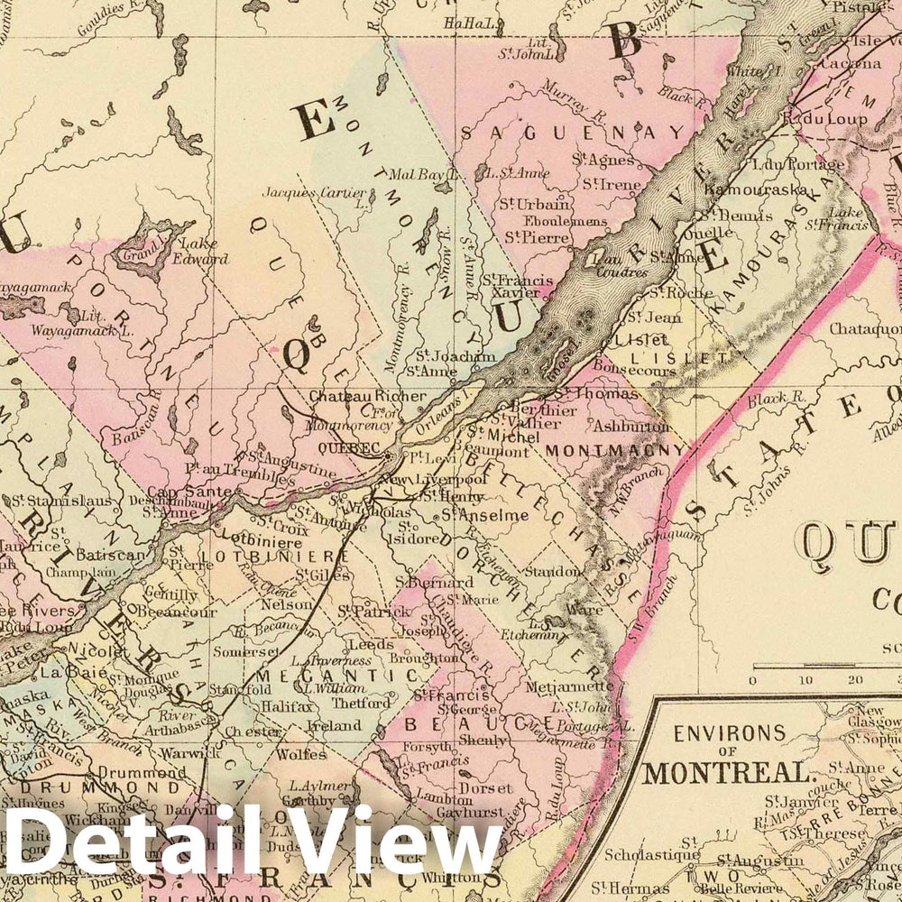Historic Map : 1880 Quebec. - Vintage Wall Art – Historic Pictoric