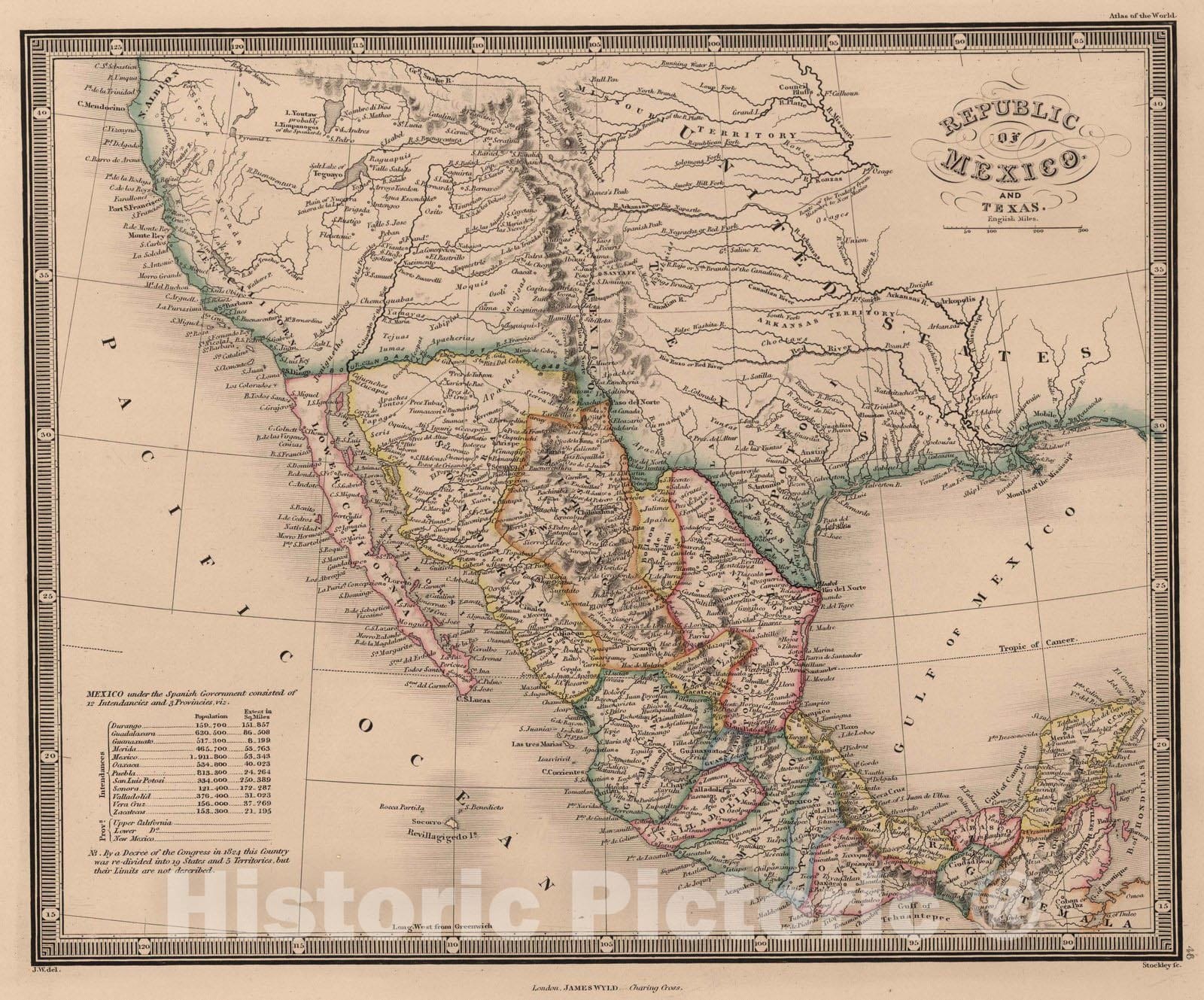 Historic Wall Map : 1864 Republic of Mexico and Texas - Vintage Wall A ...