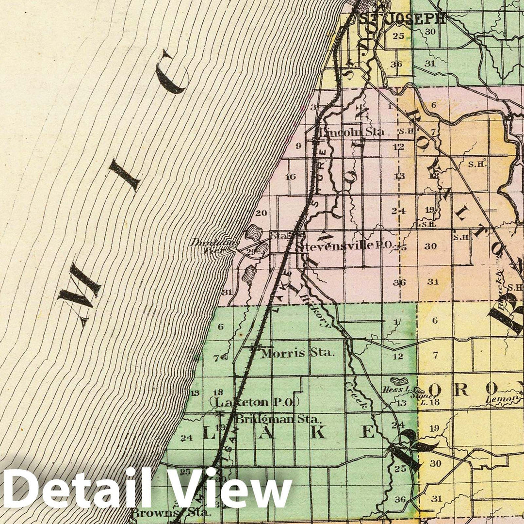 Historic Map : 1873 (Map of Berrien County, Michigan) - Vintage Wall A ...