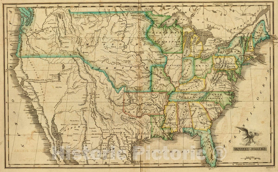 Historic Map : National Atlas - 1823 United States. - Vintage Wall Art ...
